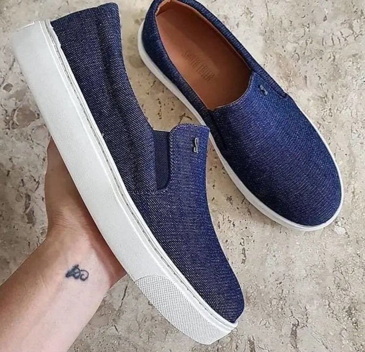 Slip On Santa Lolla Jeans Logo Feminino - Azul - WT Promoções